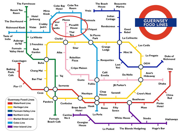 Guernsey Food Lines Map (Personalised prints also available ...